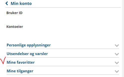Klikk på Min konto, Mine Favoritter og trekk favoritter til eller fra ...